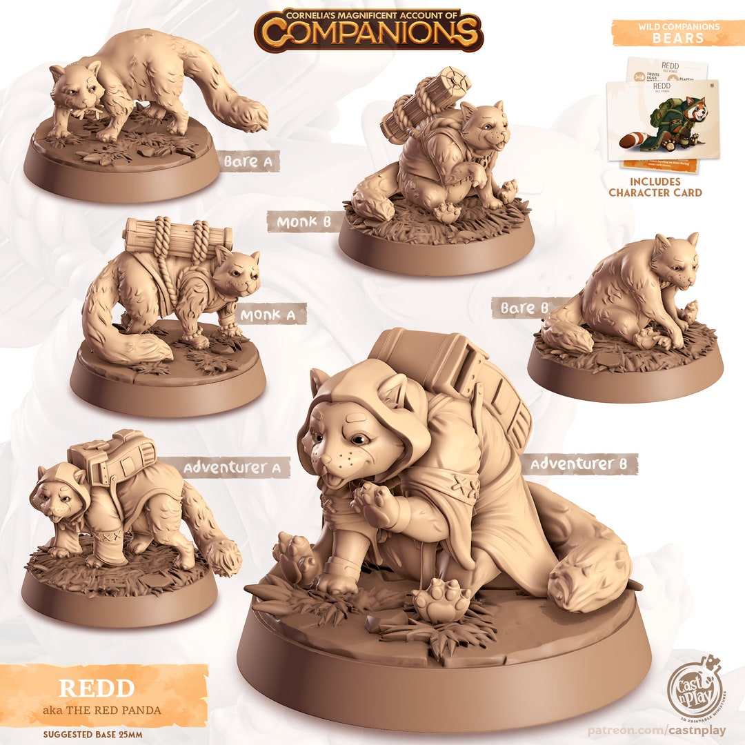 Dnd Bears Companion | Redd | Red Panda Pets Unpainted Miniature - Etsy