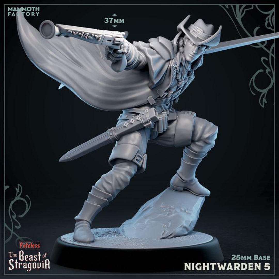 Dnd | Pathfinder | TTRPG Hero - Nightwarden Male Human Gunslinger ...
