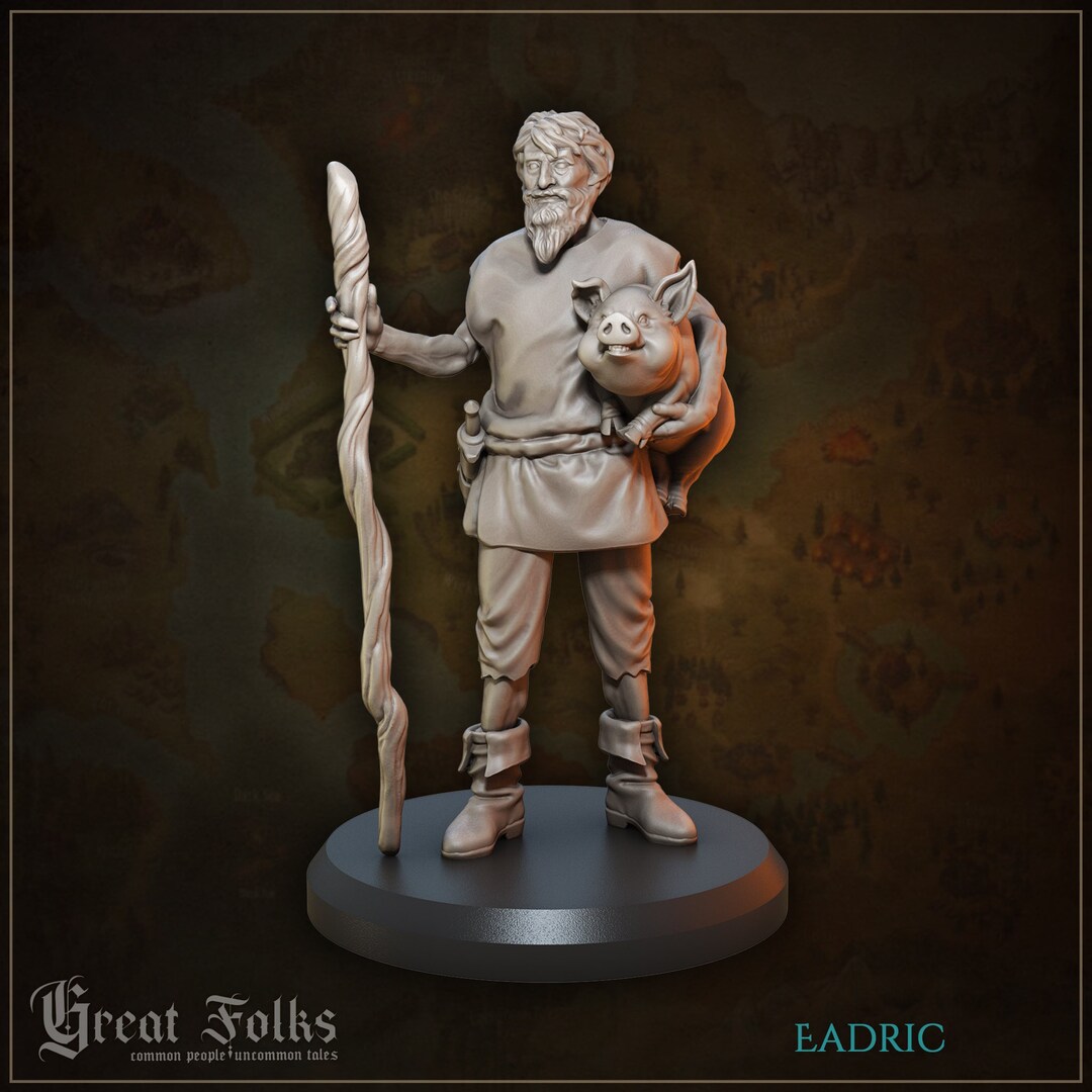 Dnd Male Farmer Carrying a Pig - Villager - Eadric Unpainted Miniature ...