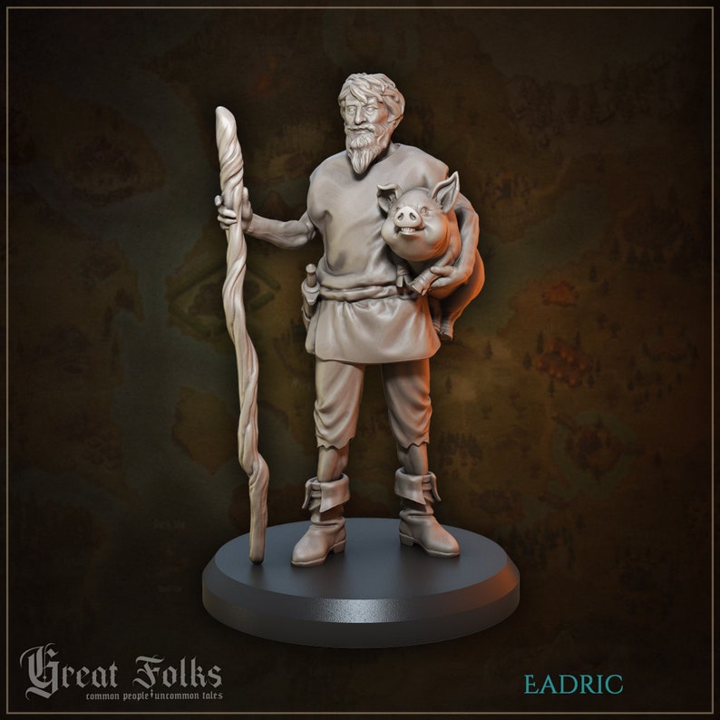 Dnd Male Farmer Carrying a Pig - Villager - Eadric Unpainted Miniature ...