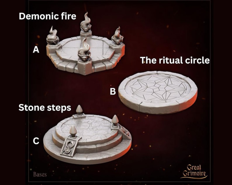 Dnd Demonic Fire, Ritual Circle & Stone Steps Unpainted Bases - Etsy