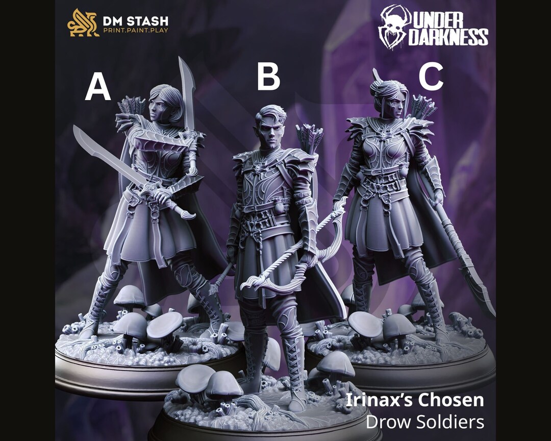 Dnd | Pathfinder | TTRPG Irinax's Chosen - Drow Soldiers (three ...