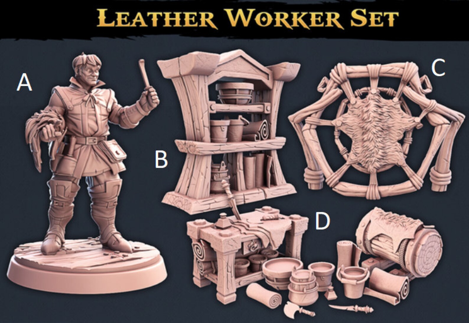 Dnd Leather Worker NPC Set Unpainted Miniature - Etsy UK
