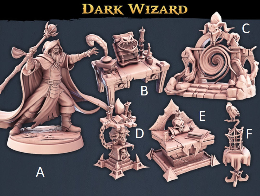 Dnd Dark Wizard Set Unpainted Miniature - Etsy