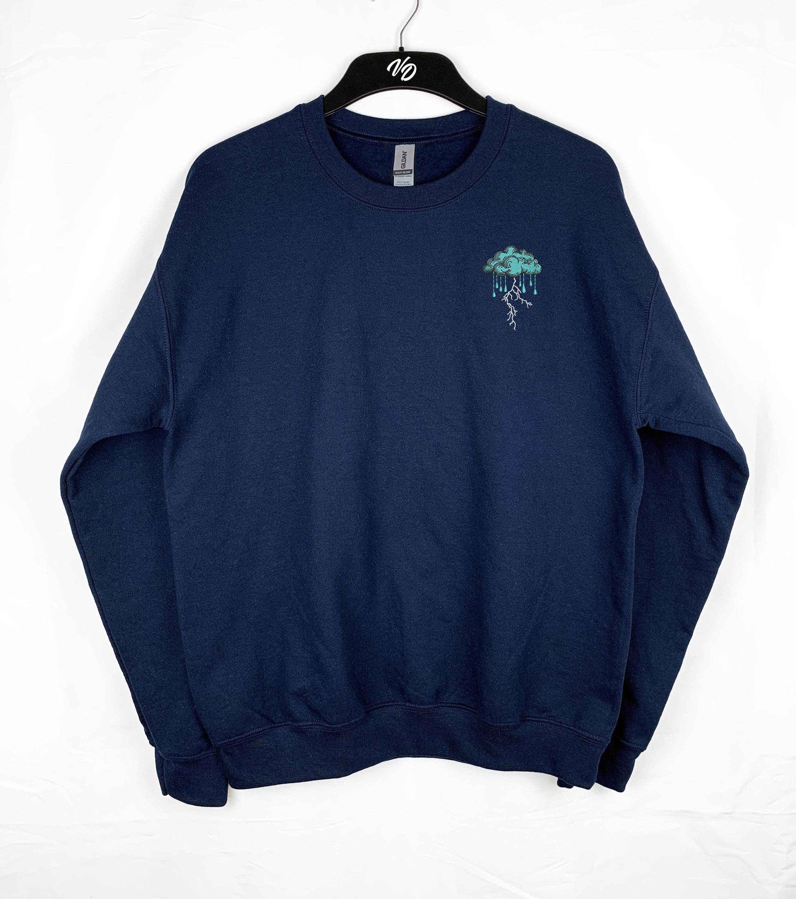 Embroidered Lightning Cloud Hoodie/ Sweatshirt, Lightening Bolt ...