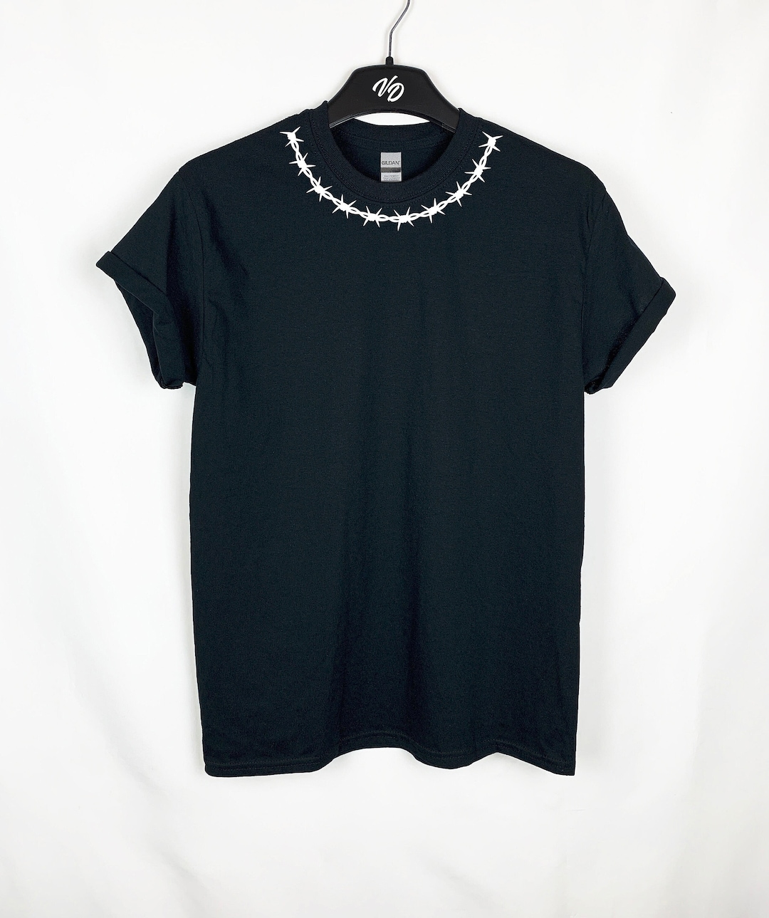 Barb Wire Tshirt - Cool Collar Design, Gym Tshirt, Rave Outfit, Dope ...