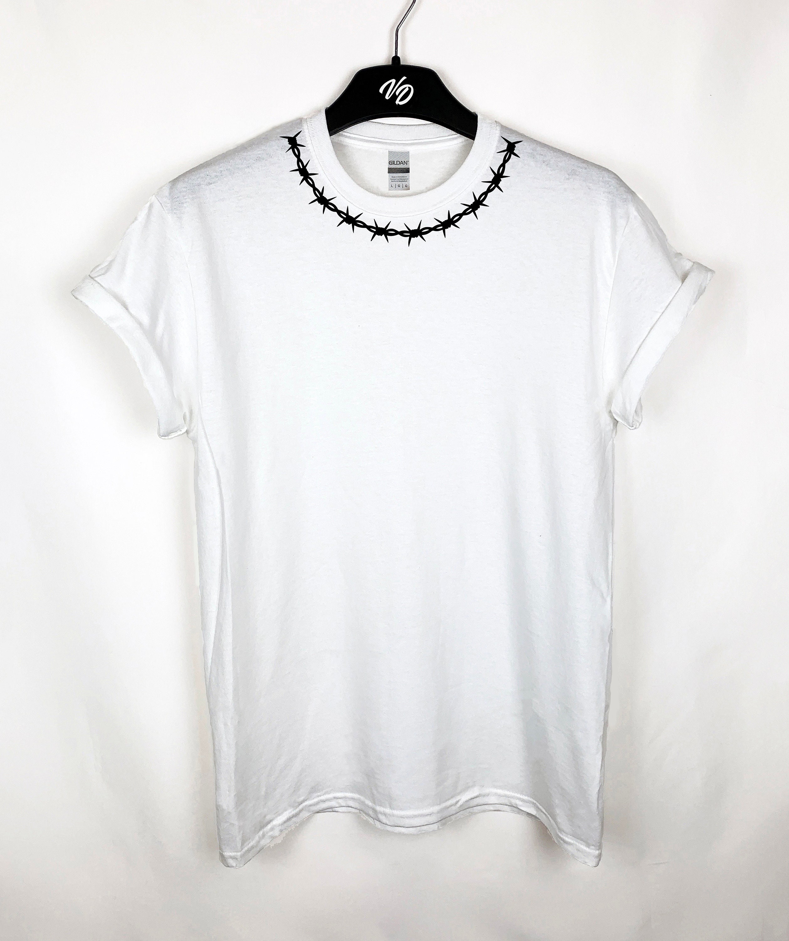 Barb Wire Tshirt - Cool Collar Design, Gym Tshirt, Rave Outfit, Dope ...