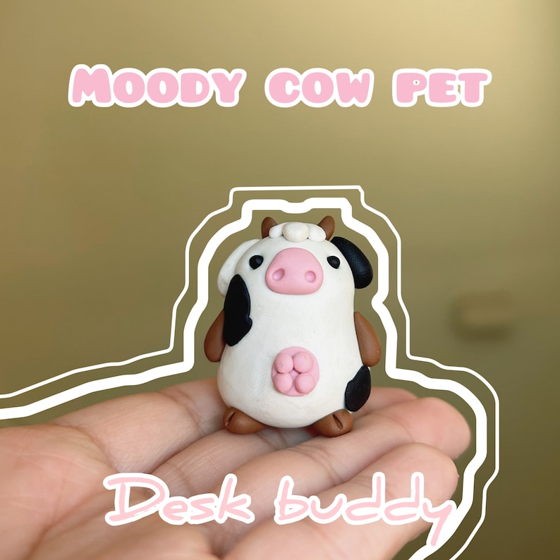 Moody Cow Desk Pet - Etsy