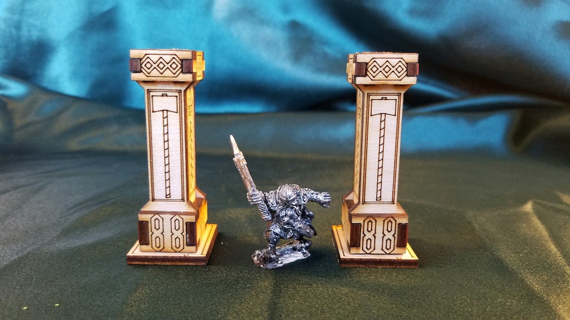 DWARF Pillars | Pair of Lasercut Pillars for Dnd | Warhammer | Tabletop ...