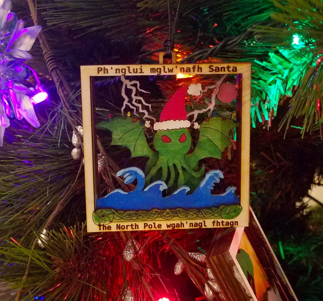 Christmas Cthulhu Shadow Box Scene | Painted or as Kit, Various Phrases ...
