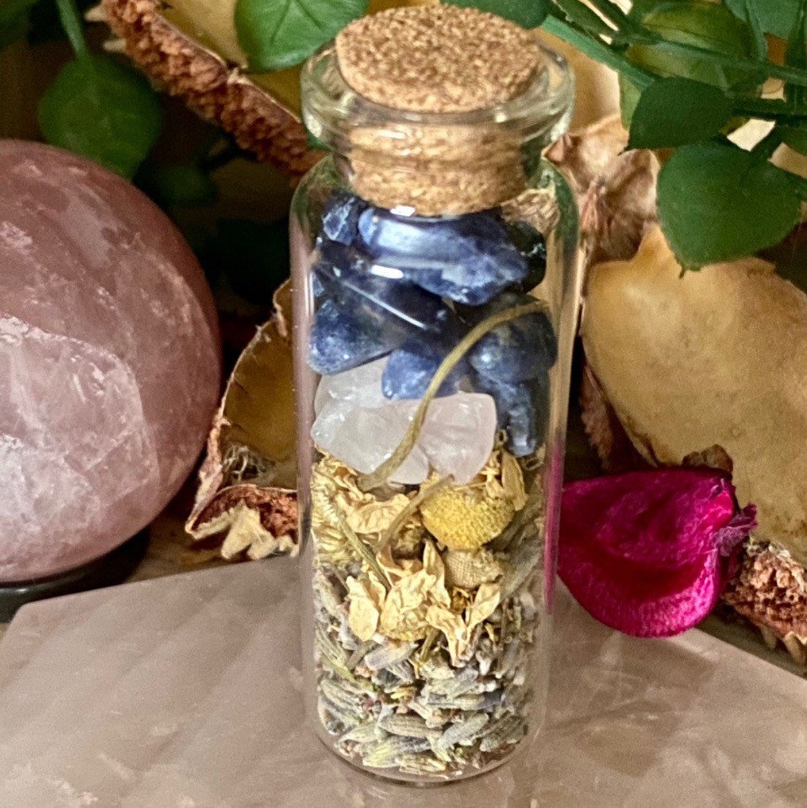 Spell Jar for Calmness and Sleep / Crystals / Herbs / Spells / | Etsy