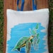 Sea Turtle Bag Cotton Reusable Hand Painted Sea Ocean Bag Aqua Beach ...