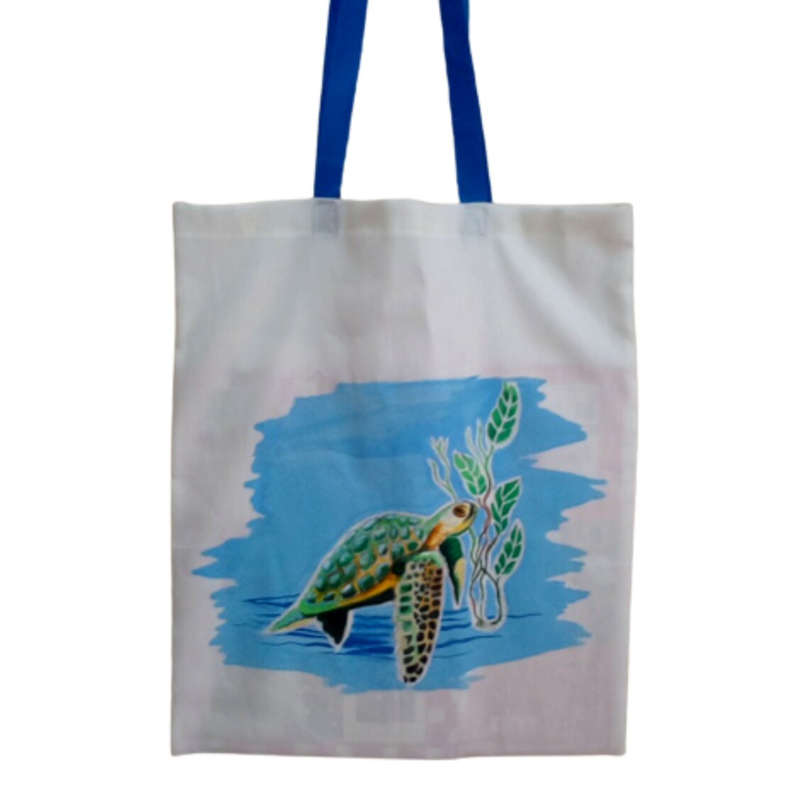 Sea Turtle Bag Cotton Reusable Hand Painted Sea Ocean Bag Aqua - Etsy