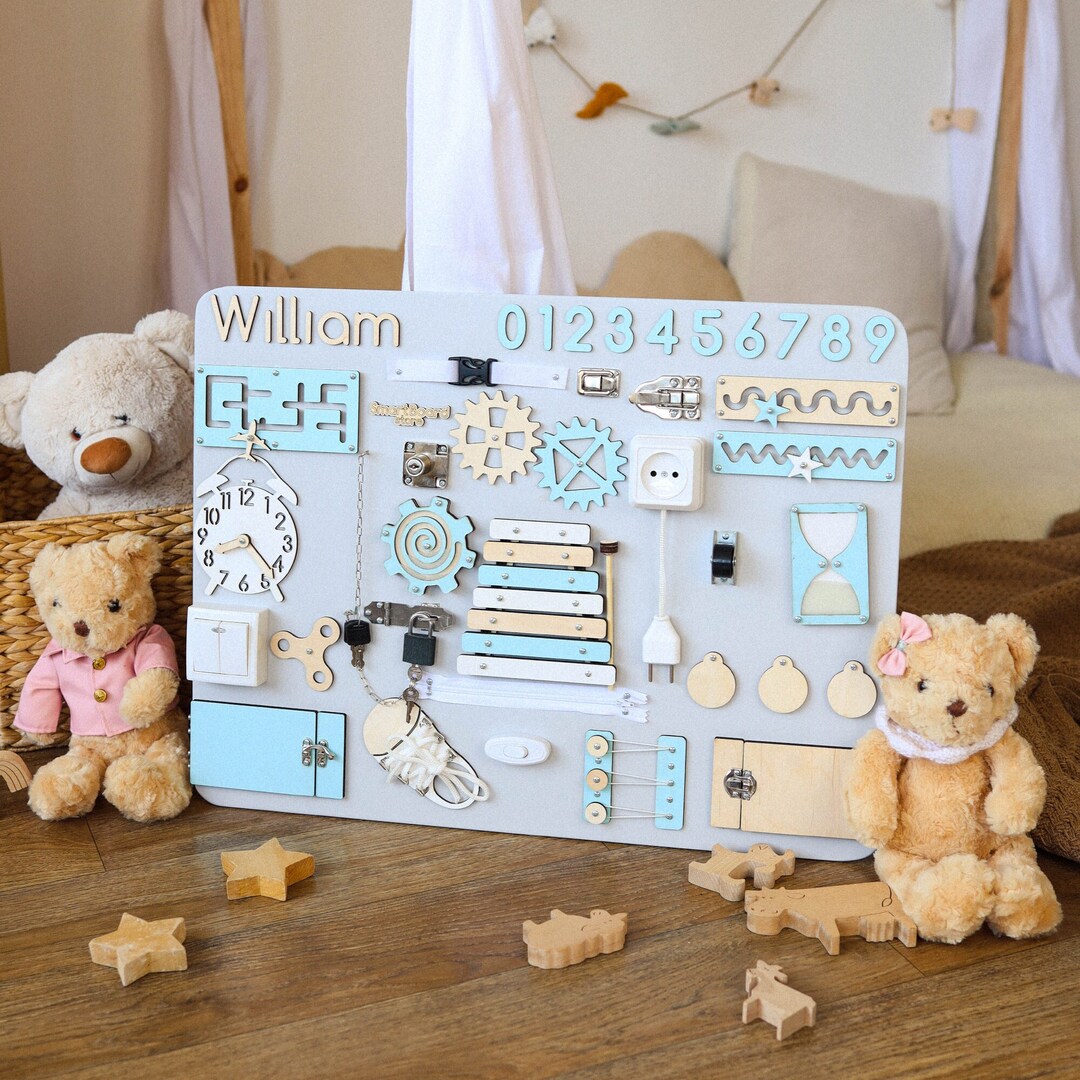 Personalized Busy Board Montessori Board for Toddler Activity - Etsy