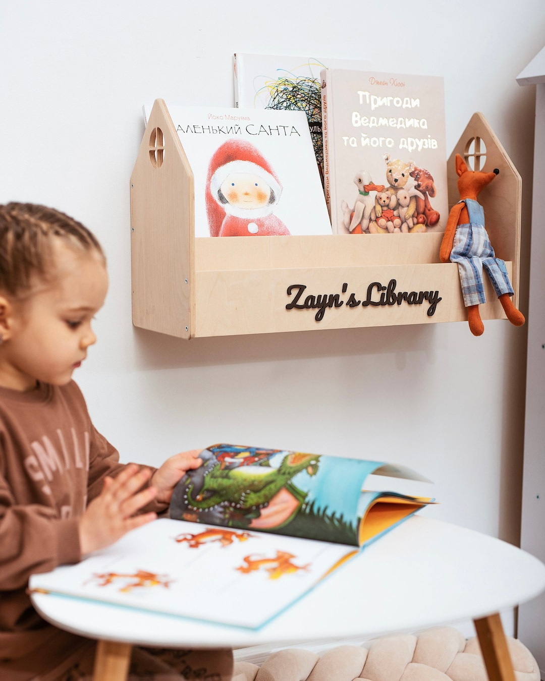 Nursery Decor Shelf, Montessori Bookshelf, Kids Library, Wooden ...