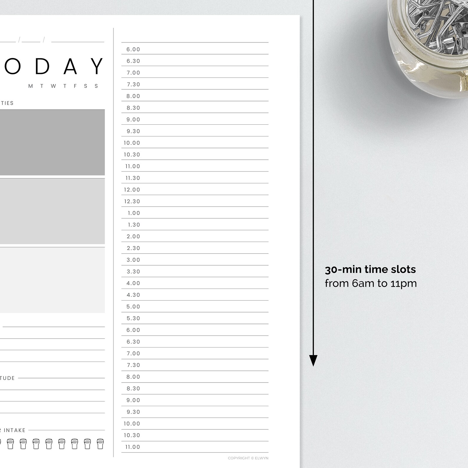 Printable Daily Planner Half Hour Pdf Undated Planner Weekly - Etsy