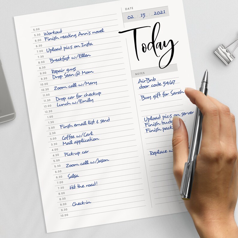 Daily Planner Printable Bundle Undated Hourly Weekly Monthly Digital ...
