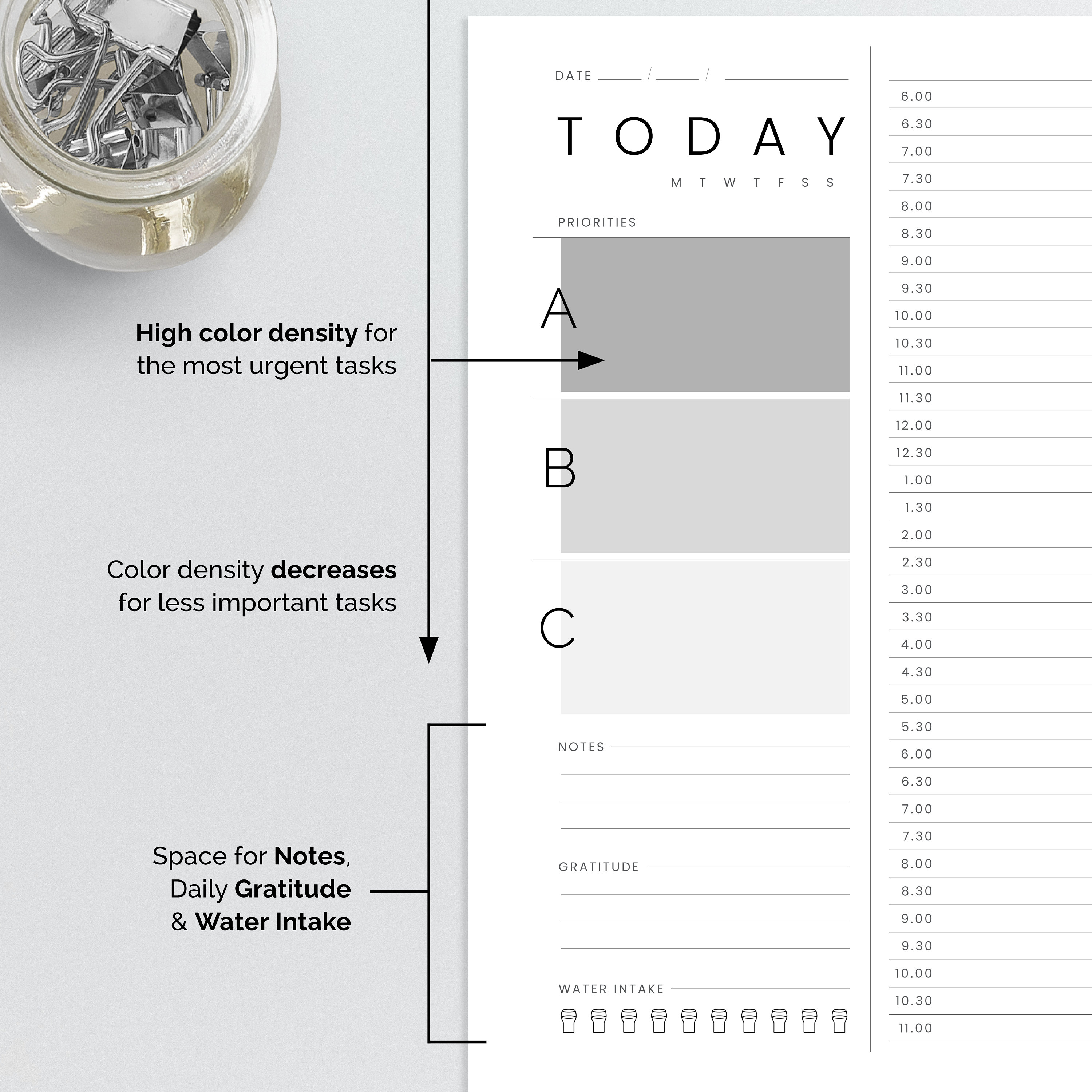 Printable Daily Planner Half Hour Pdf Undated Planner Weekly - Etsy