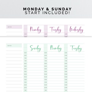 Printable Weekly Planner Half Hour 2 Pages Pdf Undated Daily Monthly ...