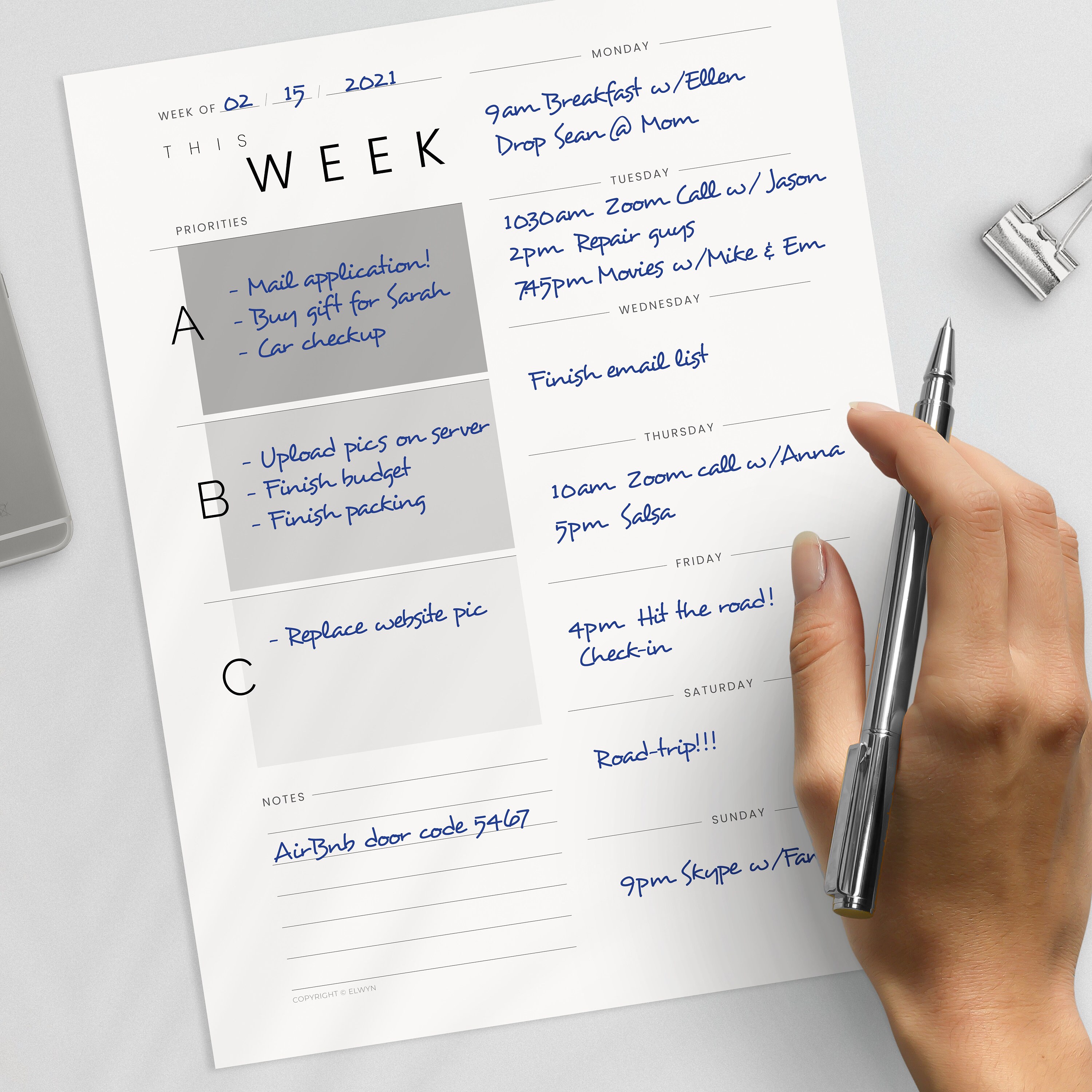 Printable Weekly Planner PDF Undated Planner Daily Monthly Minimal ...