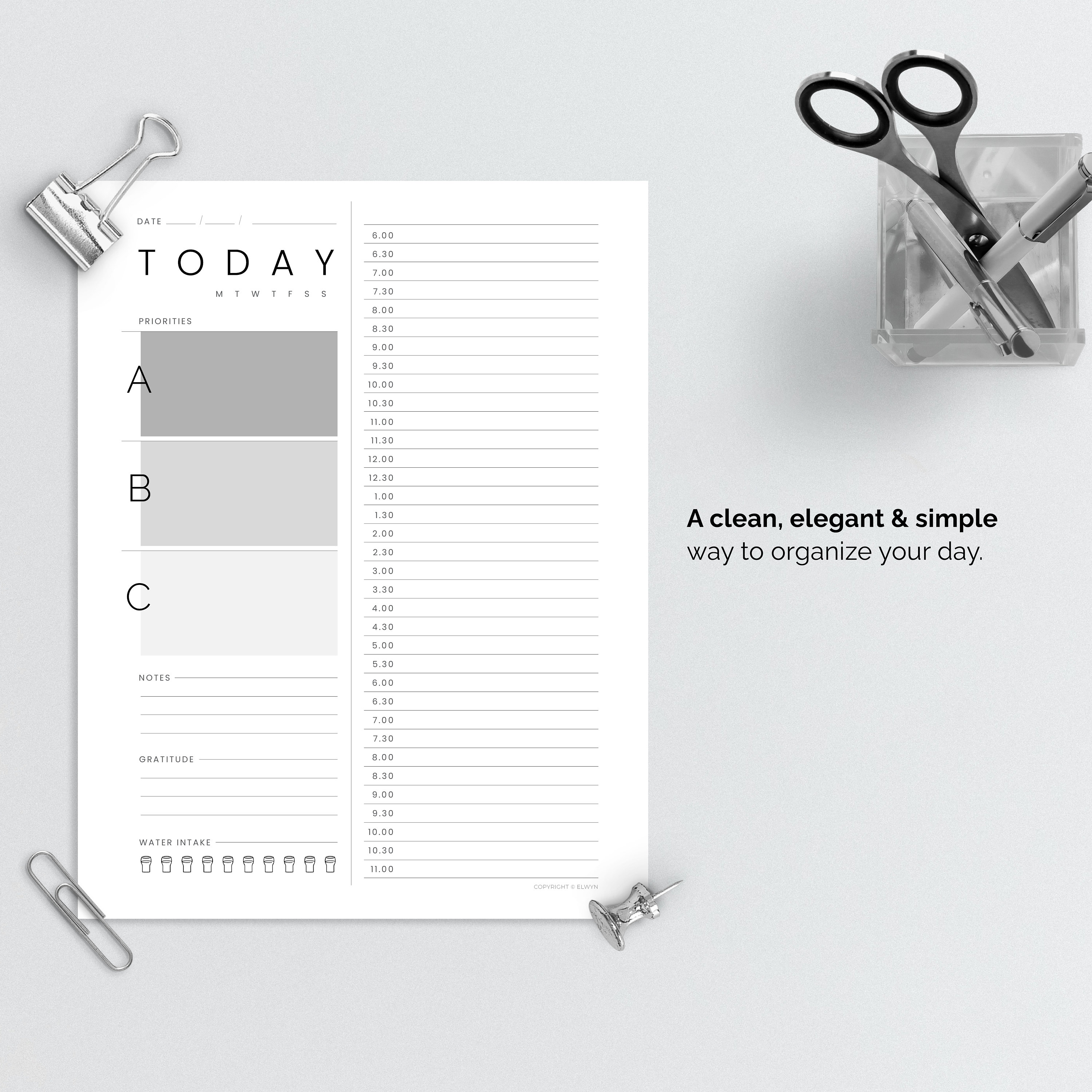 Printable Daily Planner Half Hour Pdf Undated Planner Weekly - Etsy