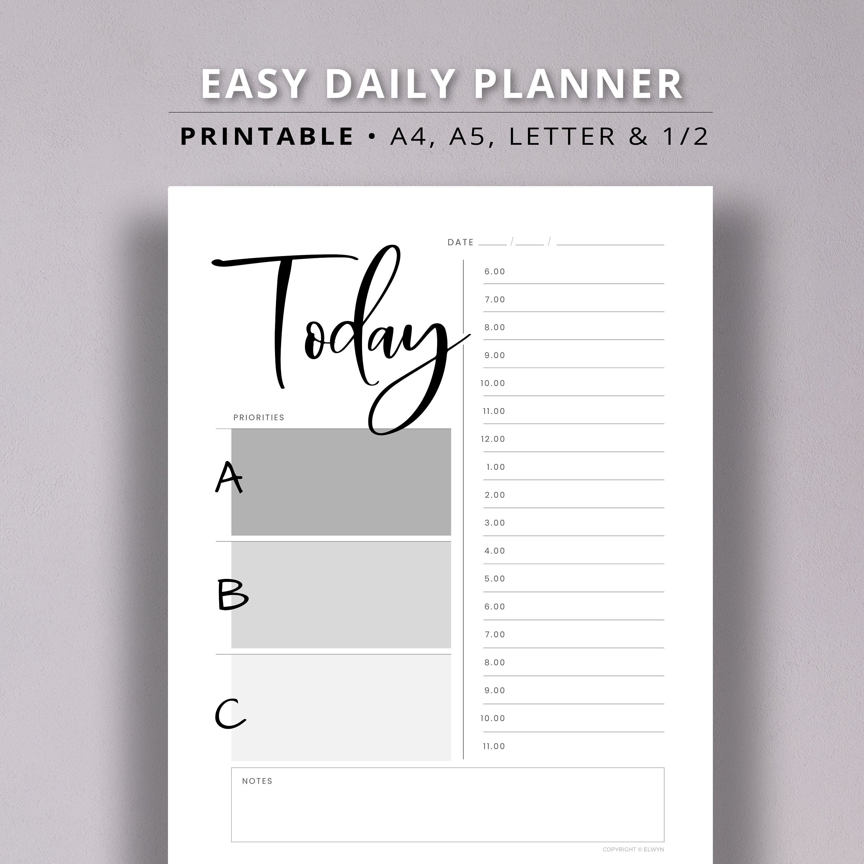 A4 Happy Planner PDF Daily Planner To Do List Planner Fillable Daily ...