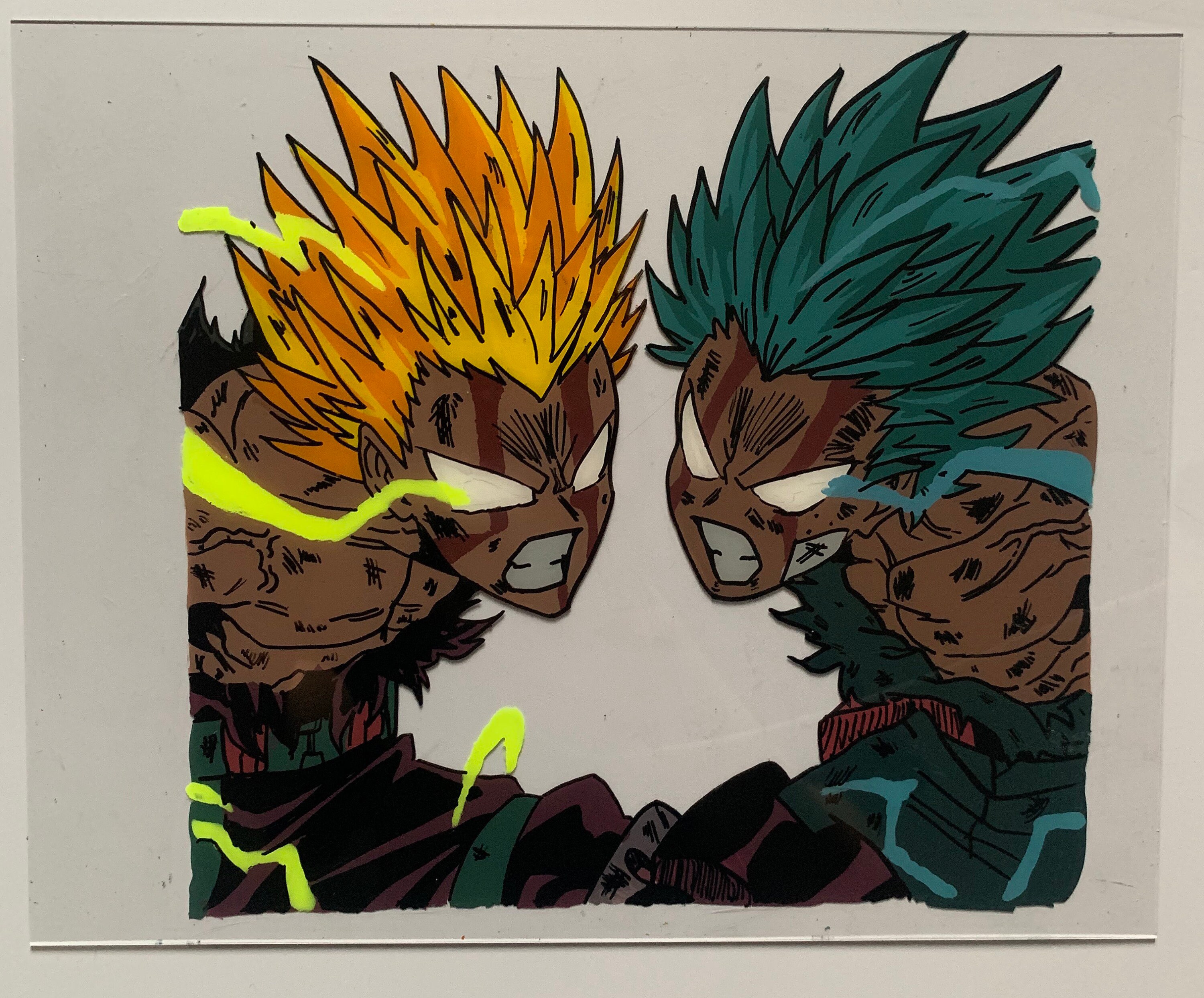Deku & Bakugou Neon MHA/BNHA 8x10 Glass Painting | Etsy