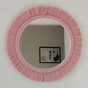 Nursery Mirror , Bead Macrame , Girl's Room Decor , Custom Macrame Wall ...