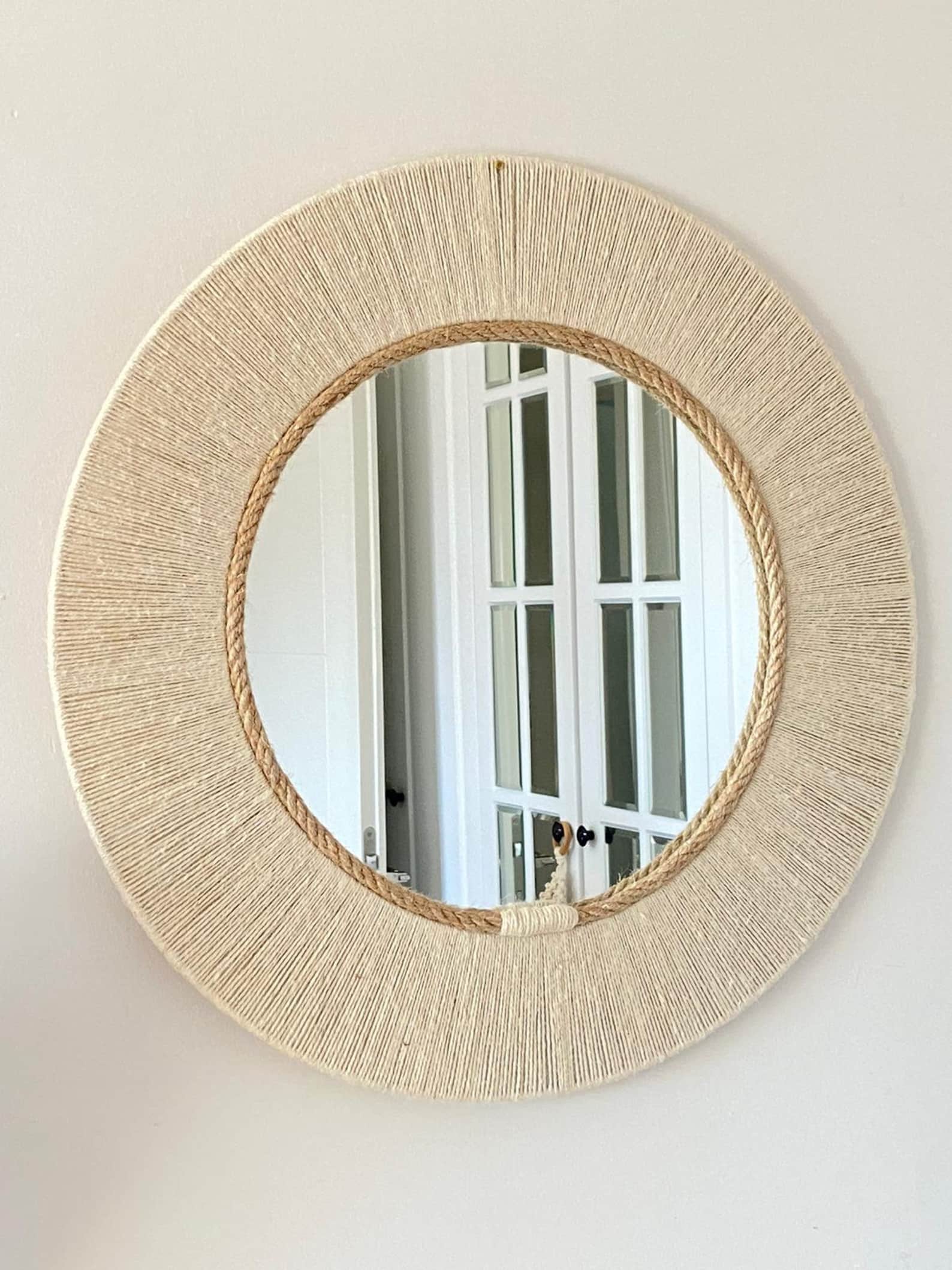 Natural Jute Mirror,round Large Boho Wall Mirror, Handmade Bohemian ...