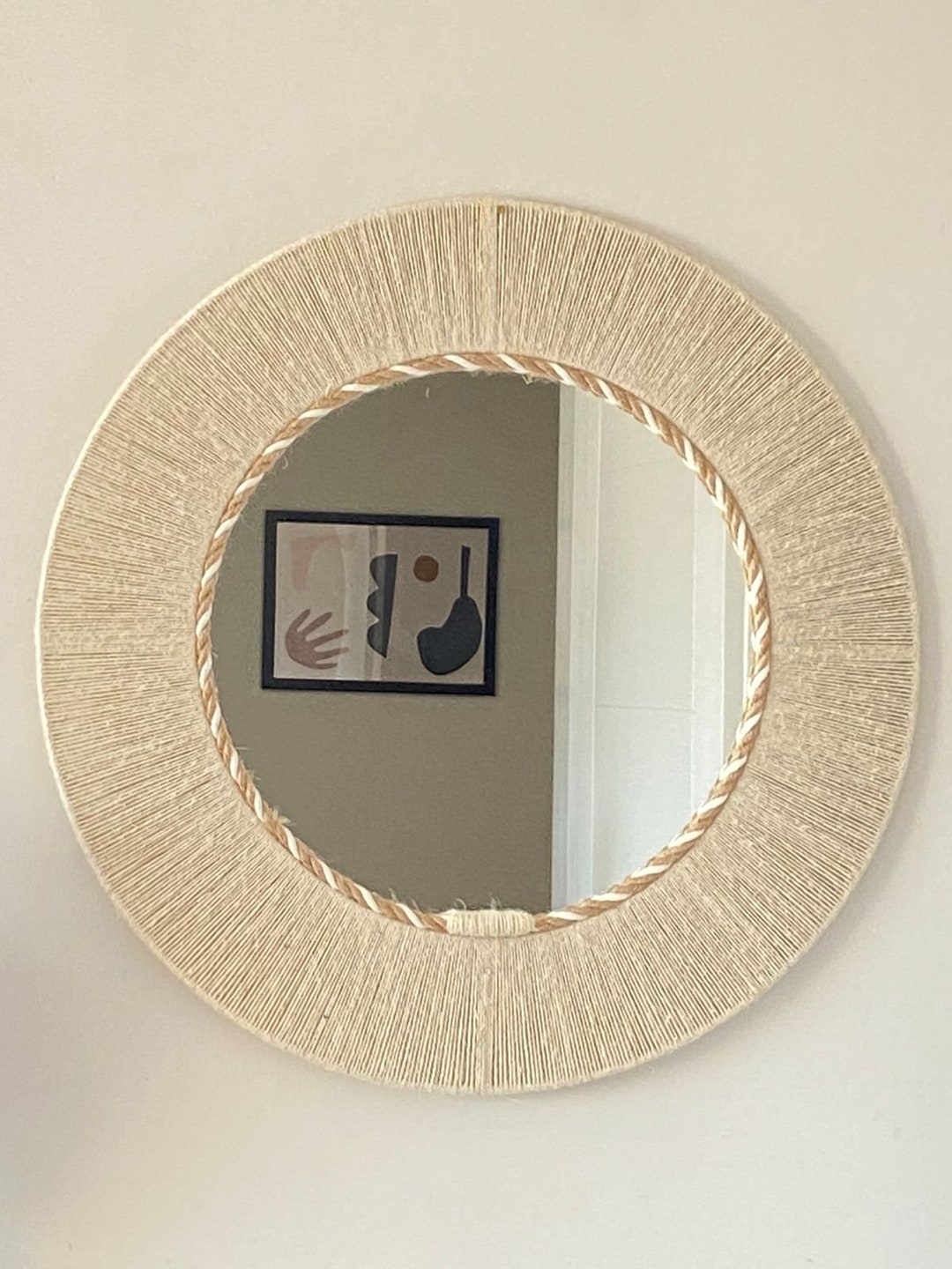Natural Jute Nursery Mirror, Custom Macrame Wall Hanging, Woven Round ...