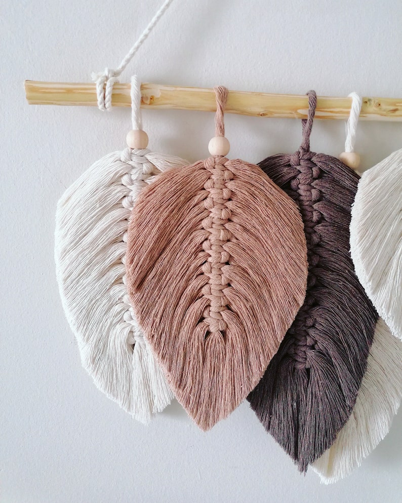 Set of Eight | Leaf Wall Hanging | Macrame Room Decor | Boho Macrame ...