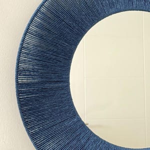 Large Round Mirror , Boho Home Decor , Retro Decor , Navy Blue Mirror ...