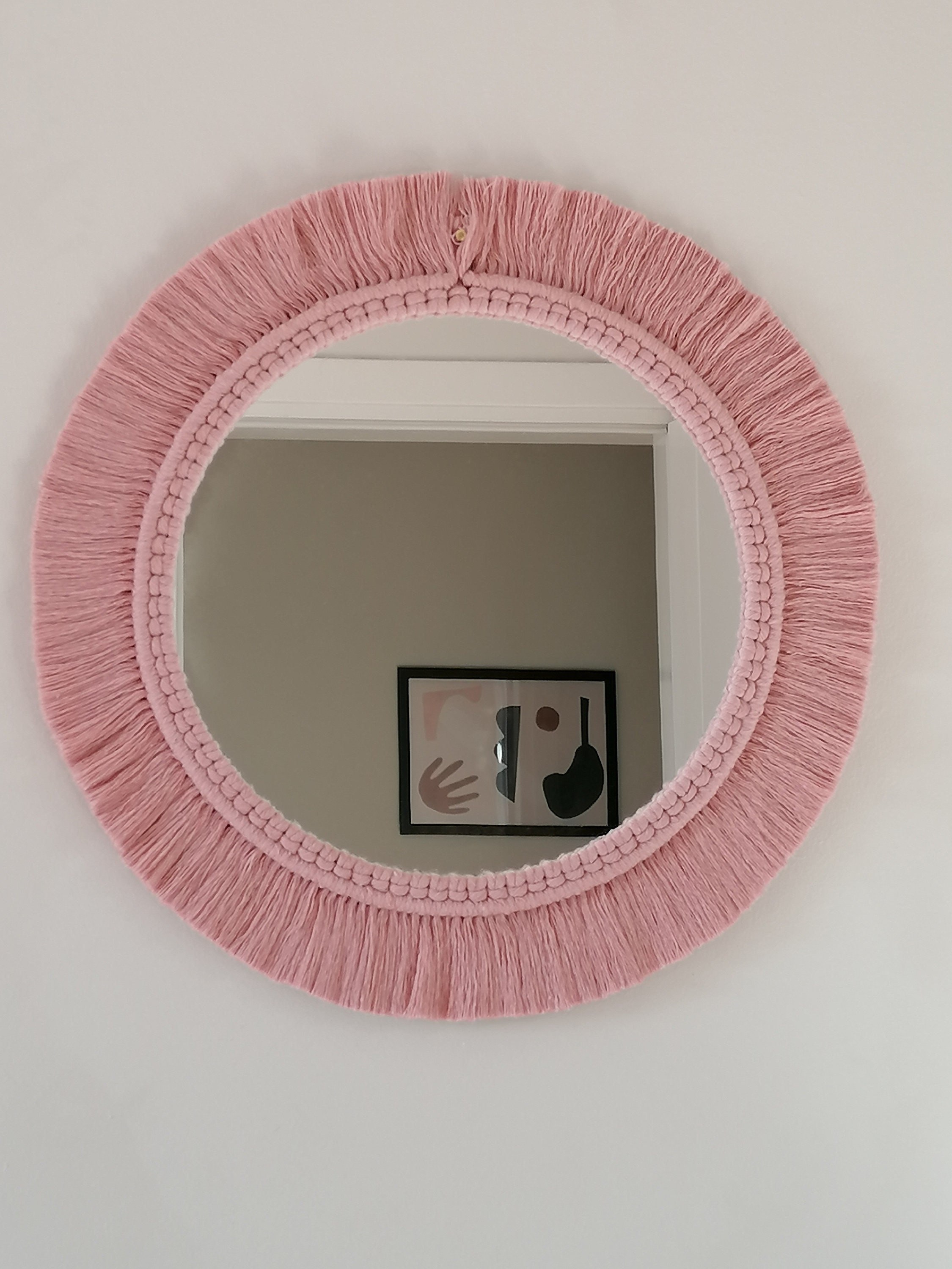 Nursery Mirror , Bead Macrame , Girl's Room Decor , Custom Macrame Wall ...