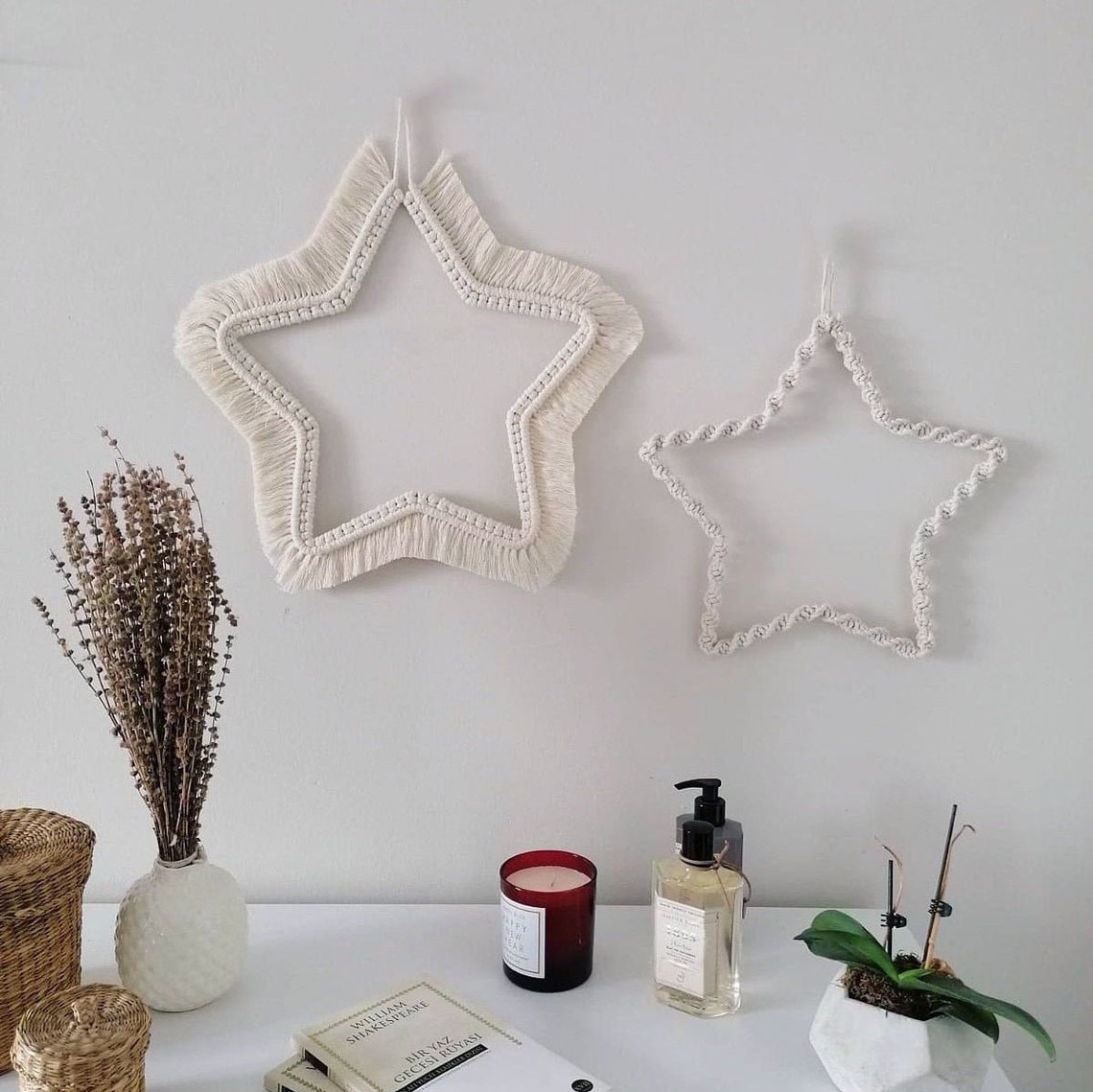 Star Wall Decor Set Macrame Star Wall Hanging Gift for - Etsy
