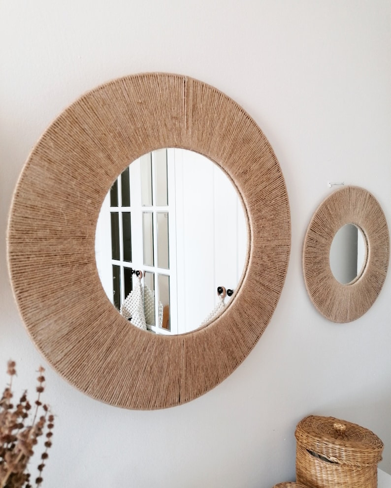Jute Handmade Mirror , Natural Boho Home Decor , Vintage Mirror ...