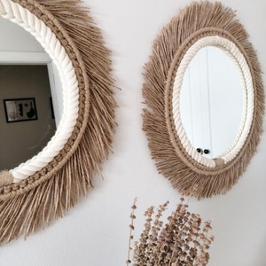 Jute Framed Macrame Mirror | Boho Wall Decor | Mothers Day Gift ...