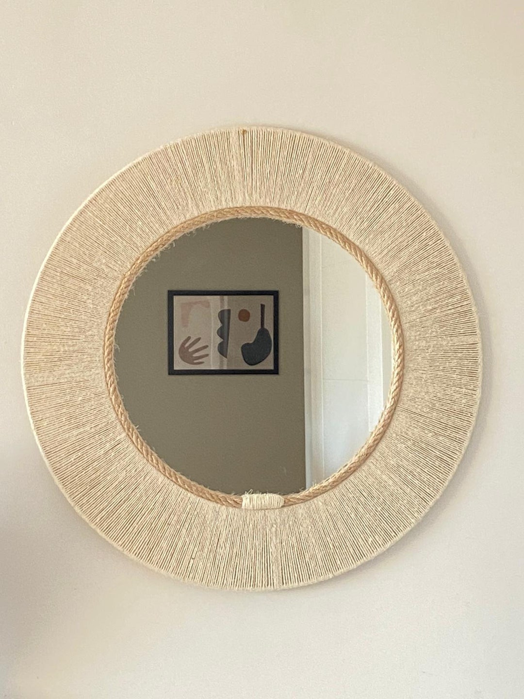 Natural Jute Mirror,round Large Boho Wall Mirror, Handmade Bohemian ...
