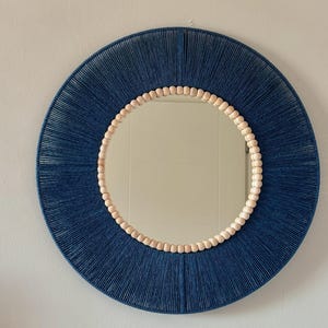 Blue Handmade Mirror, Natural Boho Home Decor, Large Jute Mirror ...