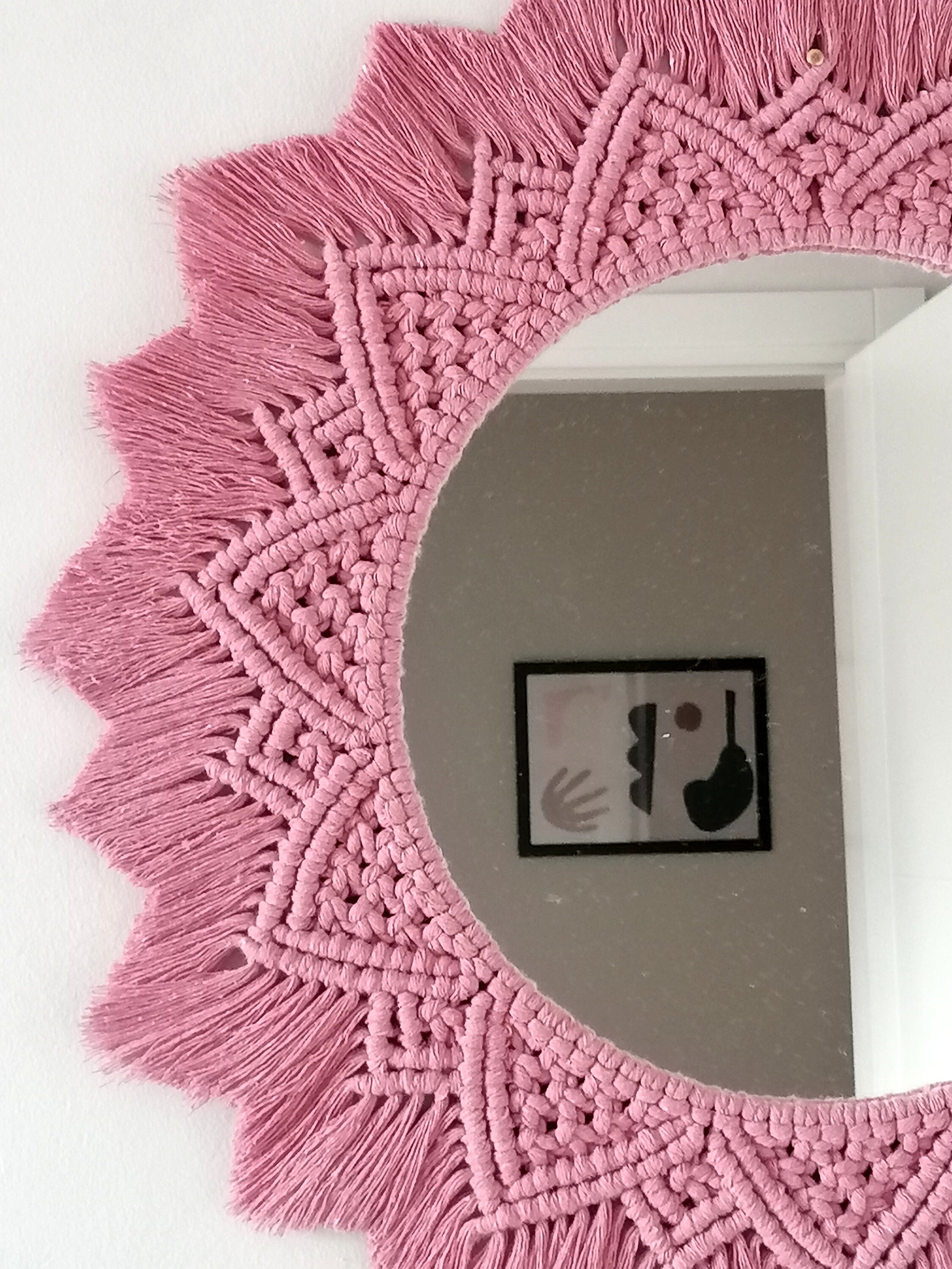 Pink New Born Macrame Mirror, Baby Shower Decor, Baby Girl Bead Boho ...