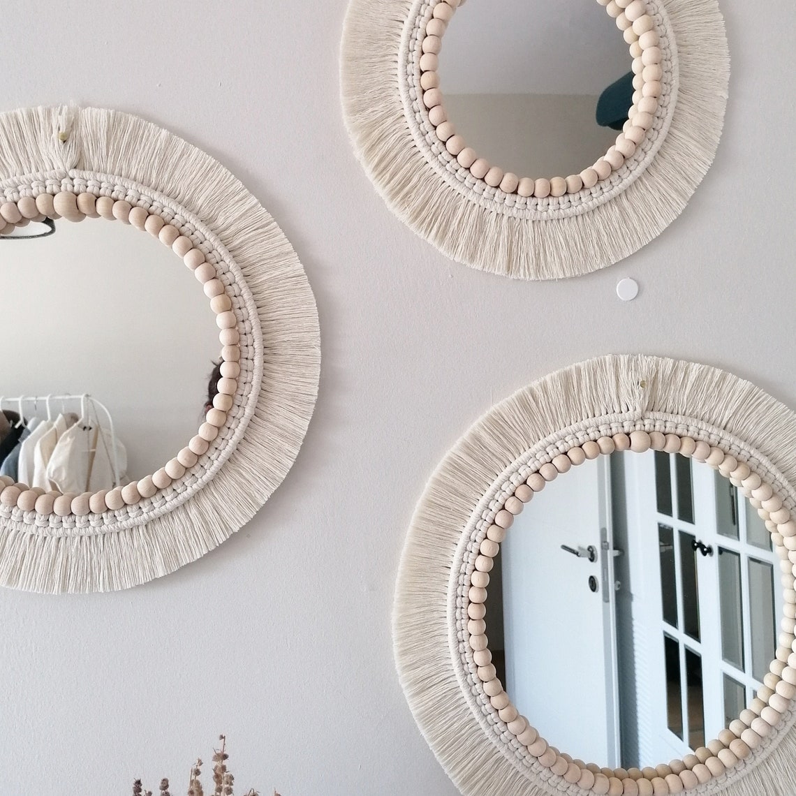 Set Macrame Wall Mirror , Discount Set Macramé Decor , Macrame Boho ...