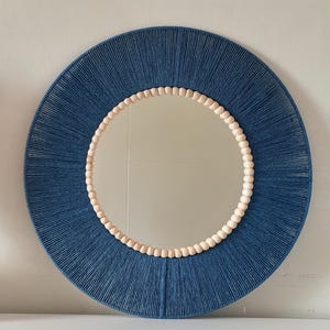 Blue Handmade Mirror, Natural Boho Home Decor, Large Jute Mirror ...