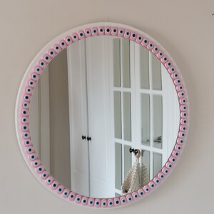 Powder Pink Mirror, Boho Mirror, Large Wall Decor, Wall Hanging, Woven ...