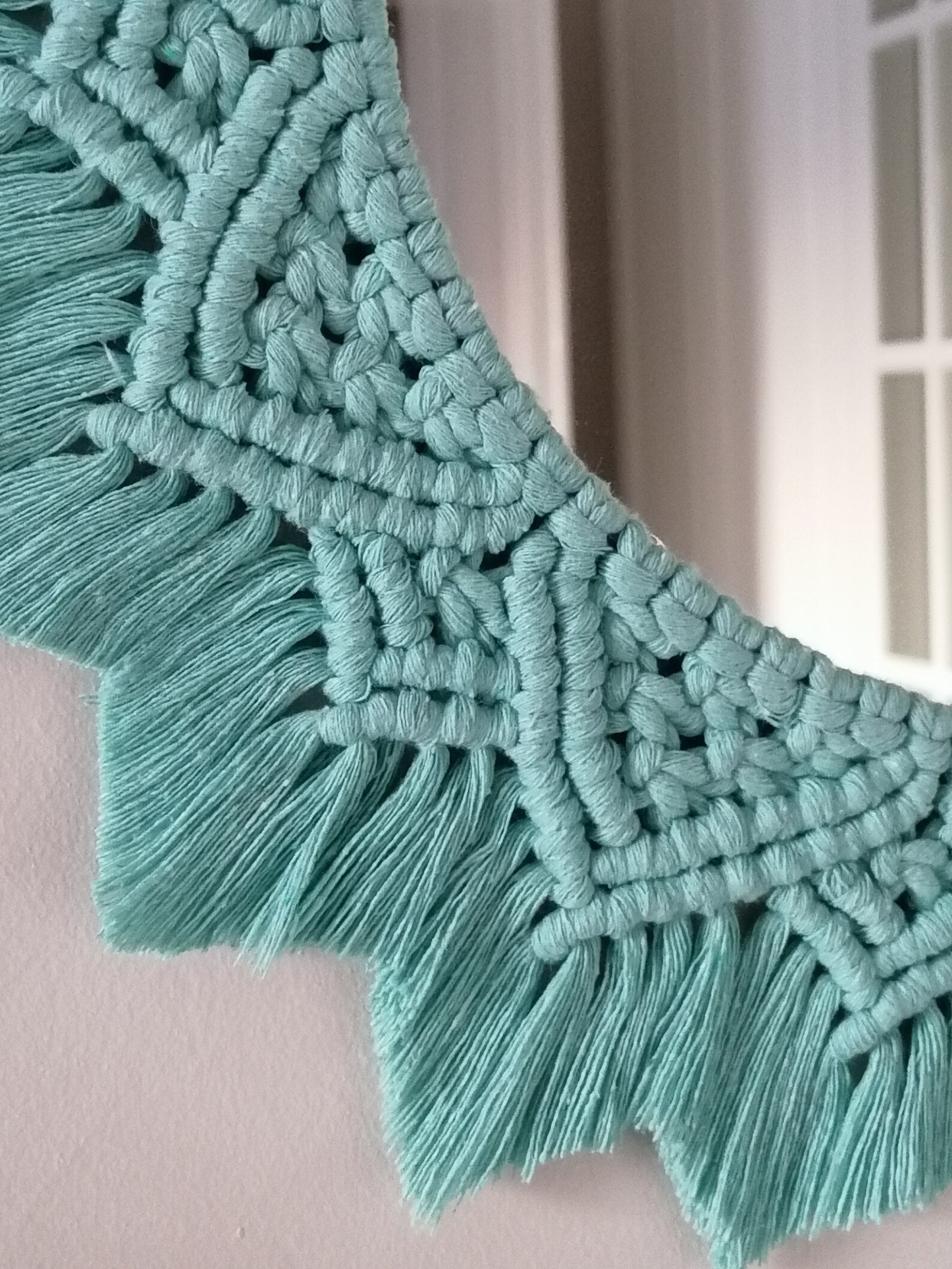 Sea Green Macrame Mirror , Macrame Home Decor, Housewarming Decor ...