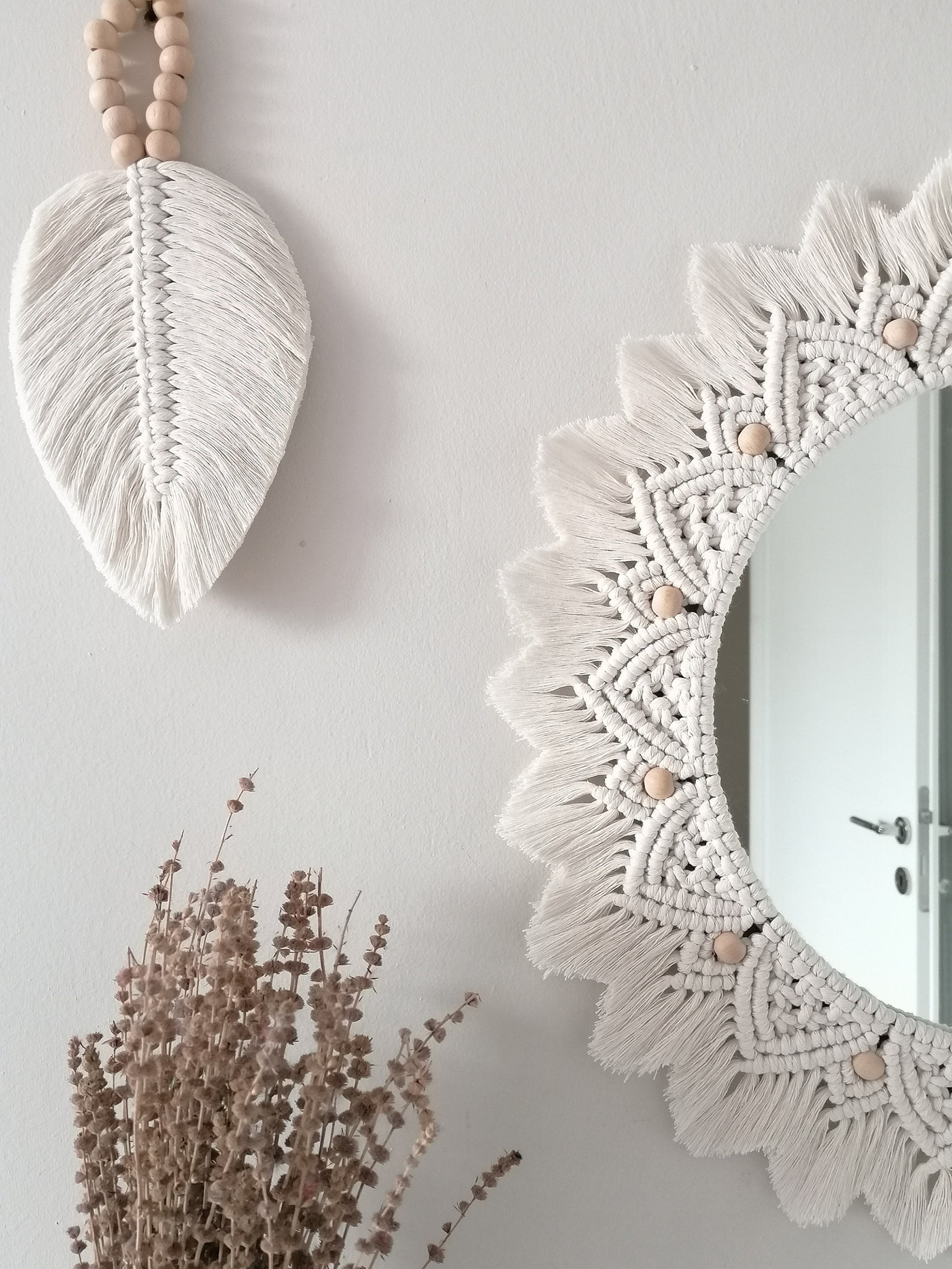 Macrame Wall Hanging Mirror Bead Macrame Boho Chic Wall | Etsy
