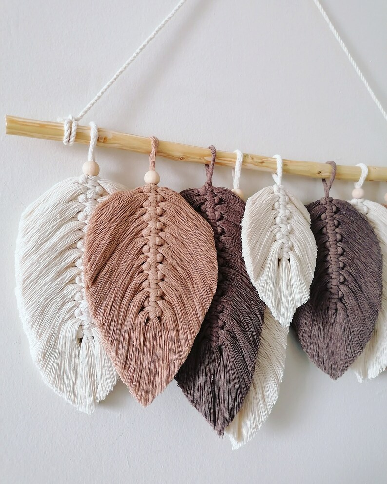 Set of Eight | Leaf Wall Hanging | Macrame Room Decor | Boho Macrame ...