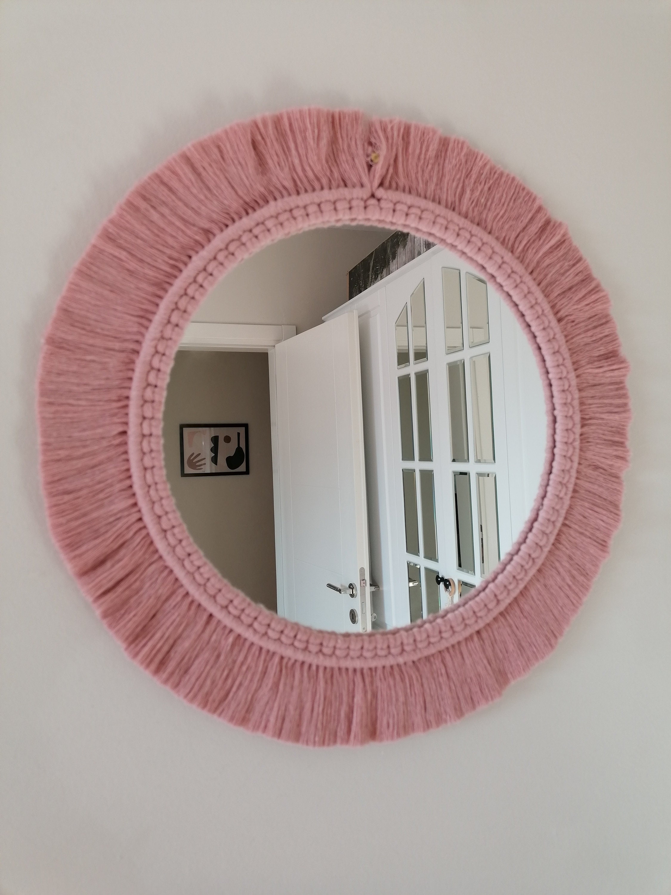 Nursery Mirror , Bead Macrame , Girl's Room Decor , Custom Macrame Wall ...