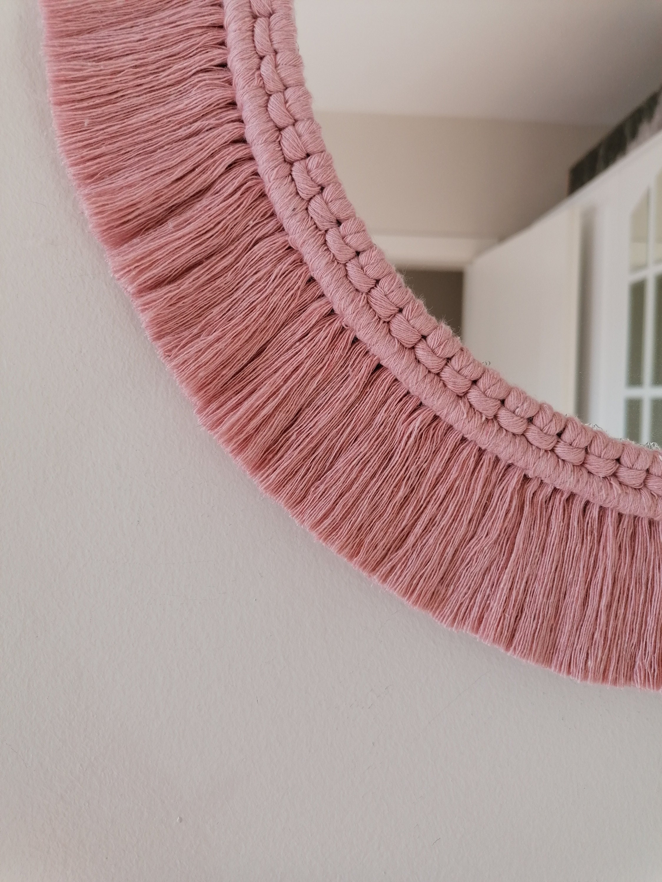 Nursery Mirror , Bead Macrame , Girl's Room Decor , Custom Macrame Wall ...