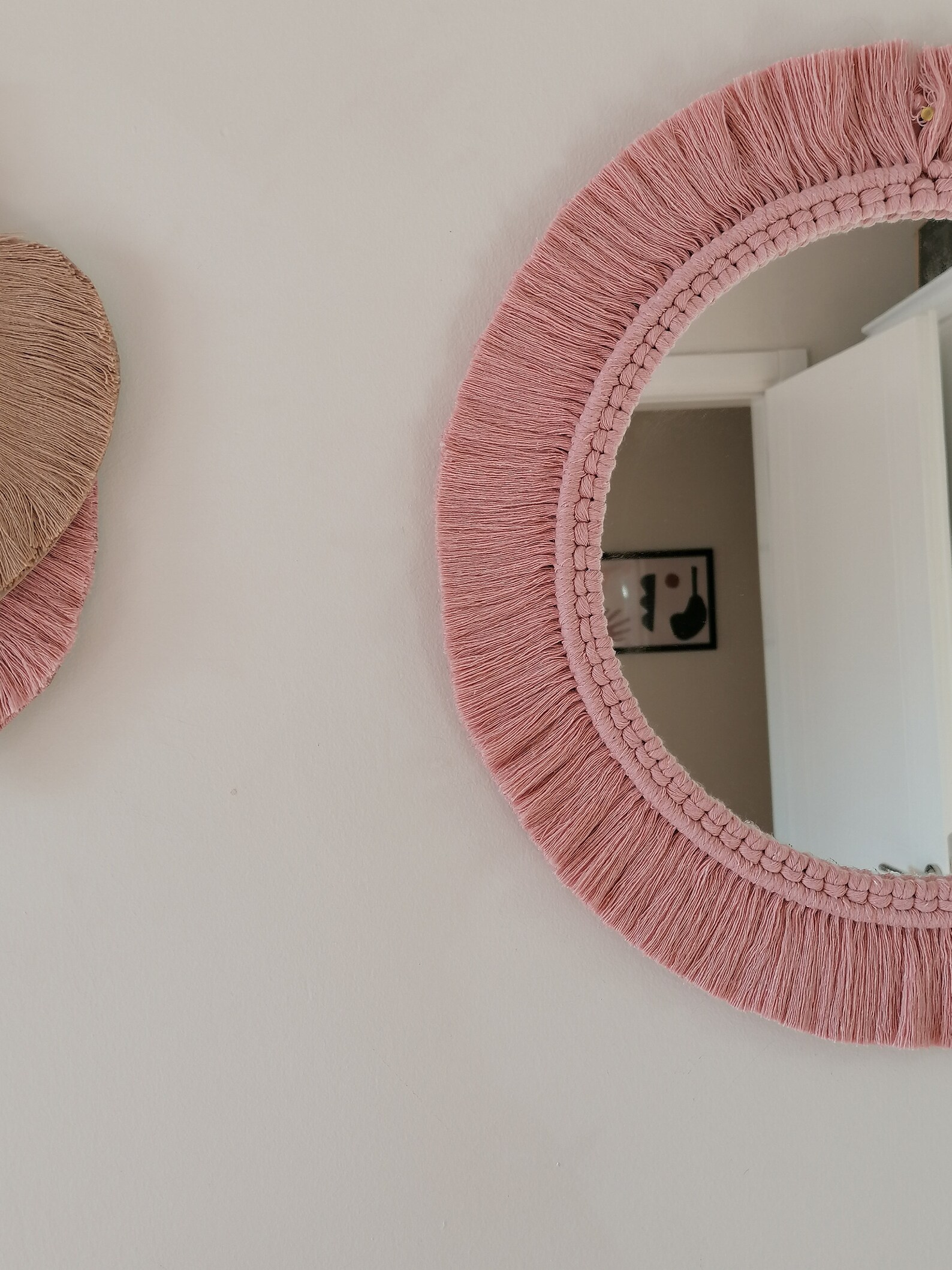 Nursery Mirror , Bead Macrame , Girl's Room Decor , Custom Macrame Wall ...
