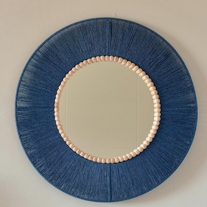 Blue Handmade Mirror, Natural Boho Home Decor, Large Jute Mirror ...