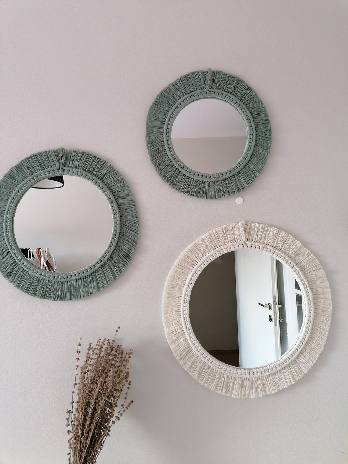 Macrame Mirror , Bead Macrame , Boho Wall Hanging Mirror , Custom ...